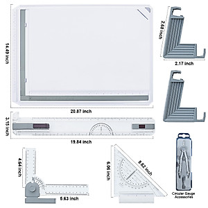 Frylr Inch A3 Drawing Board Drafting Table with Parallel Motion and Angle English Measuring System 20.87”L x 14.49”D
