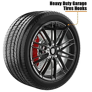 Dobures 4PCS Garage Hooks Heavy Duty Hooks,12.4inch Wall Mount Hanger Rack Garage Wall Heavy Duty Storage Hangers Wall Mount Organizer to Hang Chairs, Strollers,Power Tools, Garden Tools,Tire and More