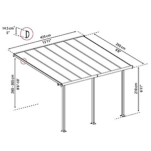 Palram - Canopia Olympia 10 Ft. x 14 Ft. Patio Cover for Outdoors DIY Kit for Deck, Outdoor Furniture, Canopy, Roof to Protect from Sun, Rain, Snow, UV Protected Polycarbonate (Gray & Bronze)