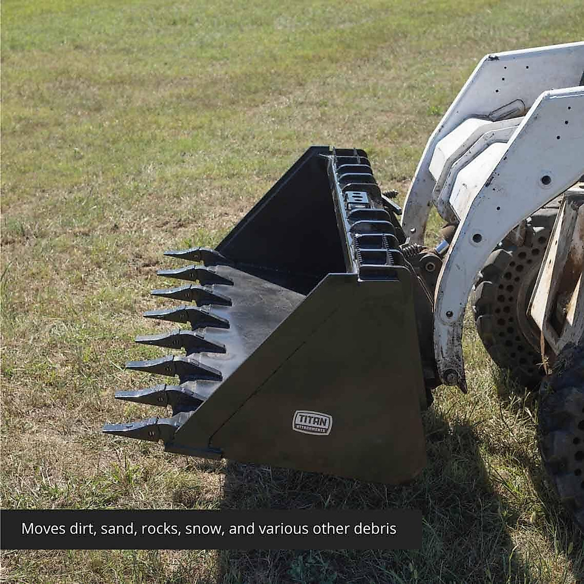 Titan Attachments 72" HD Skid Steer Dirt Bucket with Bolt-On Teeth, Rated 2,645 LB, Universal Quick Tach