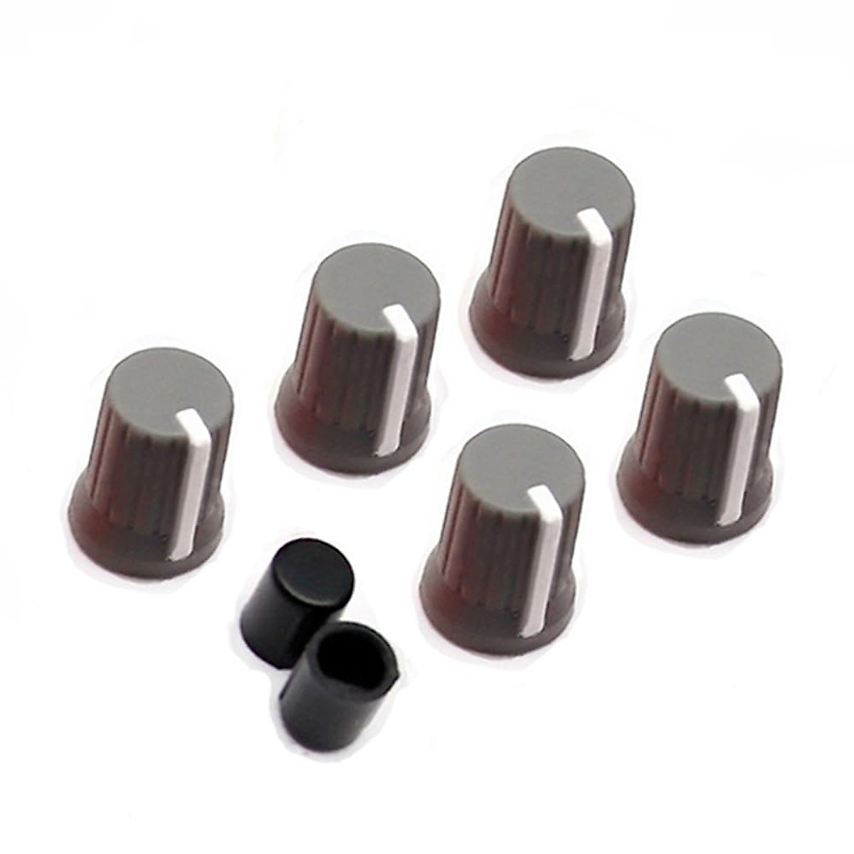 WXYINSPAS 5pcs Universal EQ Rotary Knob Replacement Equalizer Potentiometer Fader Knobs Push Rod Cap for DJ Controller Mixer Console Pioneer DJM、DDJ、XDJ, Denon Numark AKAI RANE VESTAX (Grey Hats)