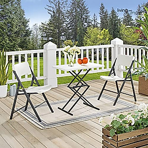 Living and More 28inch Height-Adjustable Personal Table, TV Tray, Portable Dinner Table, Multi-Purpose, Lightweight, No Assembly, Easy Fold and Storage, White