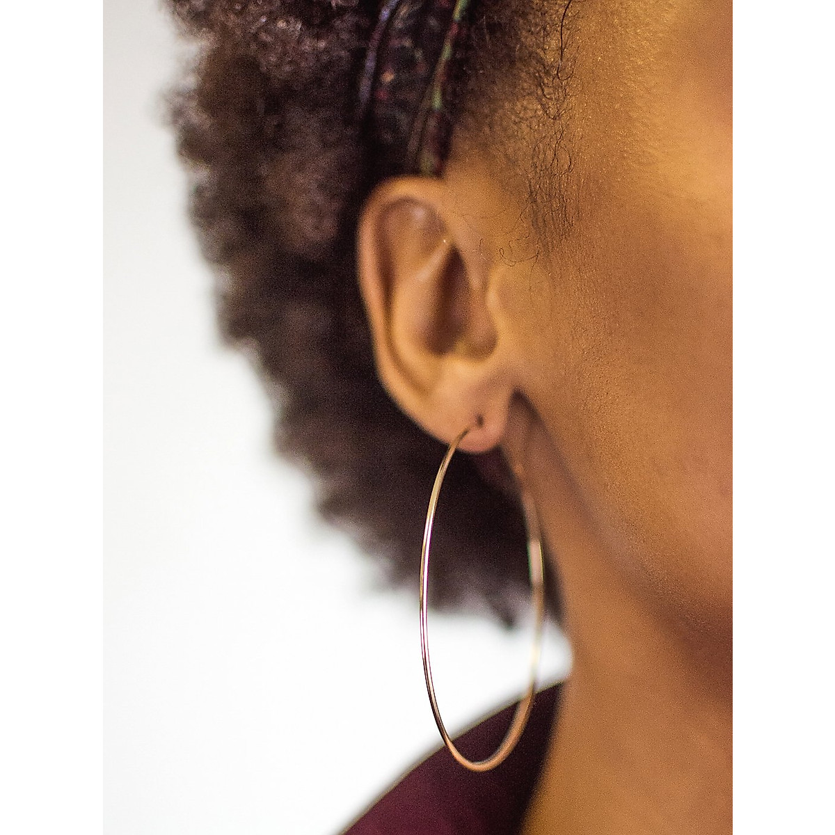 Extra Large 14k Yellow Gold Continuous Endless Hoop Earrings, 1.2mm Tube (62mm)