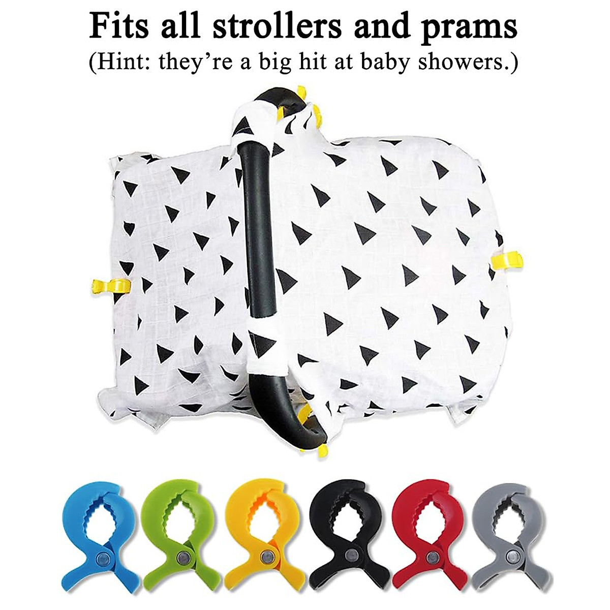 AKOAK 6 PCS Colorful Stroller Clip, Stroller Toy Holder, Blanket Clip, Sunshade, Windproof Clip, or Other Fixed, Plastic Universal Clip - Stroller Accessories