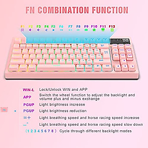 RGB Pink Gaming Keyboard and Mouse Combo,87 Keys Gaming Keyboard Wired RGB Backlit Gaming Keyboard Mechanical Feeling with RGB 7200 DPI Pink Gaming Mouse Set for PC MAC PS4 Xbox Laptop