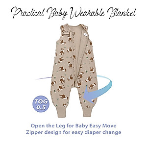 Baby Sleep Sack with Legs, TOG 0.5 Sleeveless Baby Sleeping Bag, Soft Footless Wearable Blanket Baby, 100% Cotton Sleeper Sack for Toddler Baby Boys Girls(Apricot, Deer, M(2T-3T))