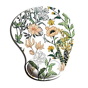 Dooke Ergonomic Mouse Pad with Wrist Support, Cute Mouse Pads with Non-Slip PU Base for Home Office Working Studying Easy Typing & Pain Relief Beautiful Floral