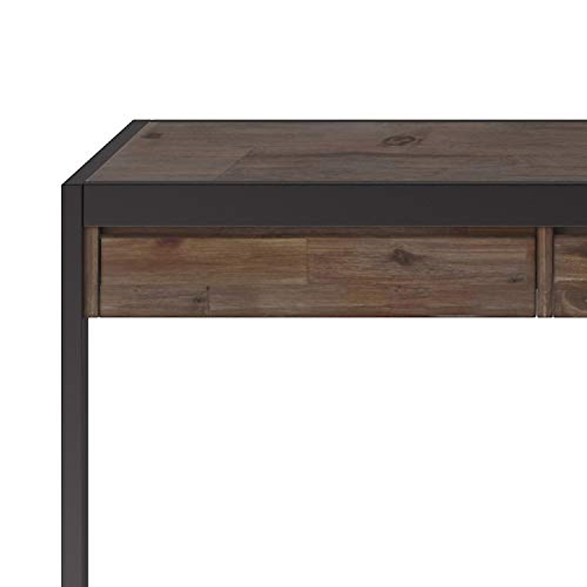 SIMPLIHOME Erina SOLID WOOD and Metal Modern Industrial 72 inch Wide Home Office Desk, Writing Table, Workstation, Study Table Furniture in Rustic Natural Aged Brown with 2 Drawers