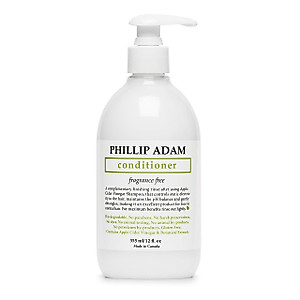Phillip Adam Fragrance Free Conditioner - Apple Cider Vinegar Formula - No Parabens - For All Hair Types - 12 Ounce