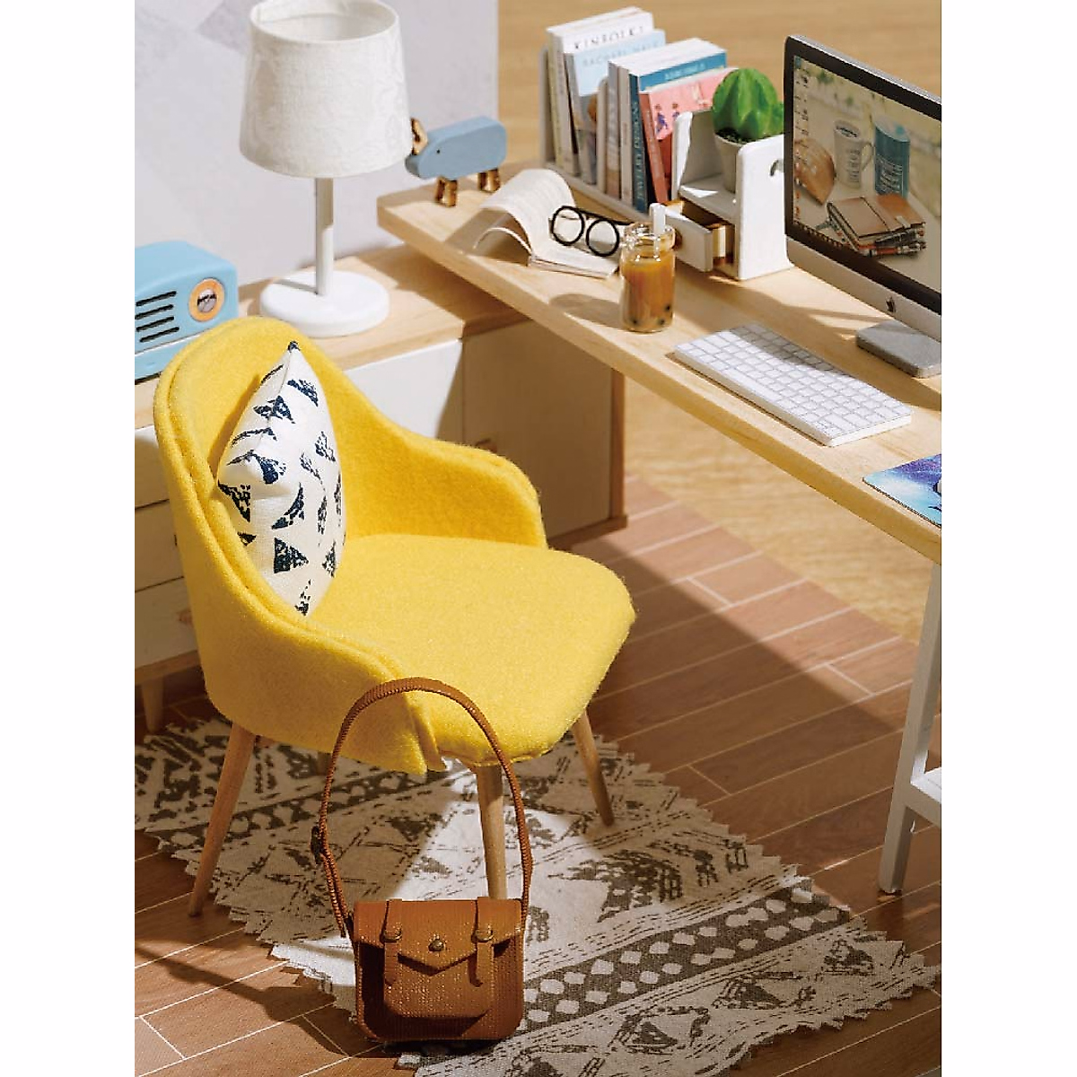 Flever Dollhouse Miniature DIY House Kit Creative Room with Furniture for Romantic Artwork Gift (Sunny Study)