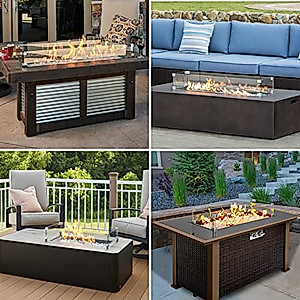 Uniflasy Fire Pit Glass Wind Guard 31"x 12"x 6" Flame/Wind Guard Fence Tempered Glass for Fire Pit Burner Pans Rectangle Outdoor Clear Tempered Glass Flame Shield for Fire Pit Table, 5/16" Thick