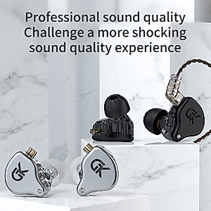 erjigo Earphone, Customized Comfort, GK-GS10Earbuds, 4BA+1DD Configuration, Noise-canceling Headphone, HiFi Sports&Fitness Headphones (Silver with Microphone)