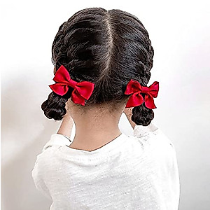 Bow Hair Clips for Girls Red Hair Bow Barrettes for Little Girls Cute Hair Accessories for Girls 2pcs Bowknot Hair Clip