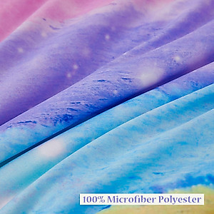 ANGIYUIN Rainbow Twin Size Comforter Set for Girls 6 Pieces Sparkle Tie Dye Pink Girls Bedding Comforter Sets Galaxy Kids Bed Comforter Sets Gradient Glitter Soft Bed in A Bag with Sheets