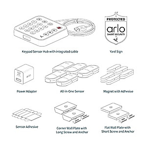 Arlo Home Security System - Wired Keypad Sensor Hub, (5) 8-in-1 Sensors, Yard Sign, 24/7 Professional Monitoring- No Contract Required, DIY Installation, Alarm System for Home Security - SS1501