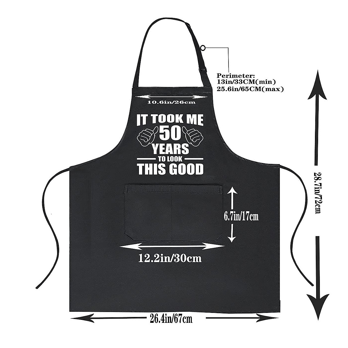 POTALKFREE 50th Birthday Gifts for Women Men, Funny Chef Aprons with Pockets, Kitchen Cooking Grilling Apron for Grandma Grandpa Dad Mom, Grill Decorations for Christmas Thanksgiving