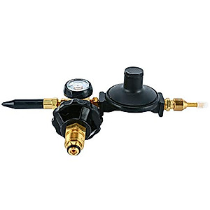 YaeTek Balloon Inflator Dual Mylar and Helium Latex Balloon Filler Valve Fits CGA-580 Tank Air Flow Inflator Regulator 0-3000 PSI (With Auto Foil Balloon Shut Off Valve) Pkg/1