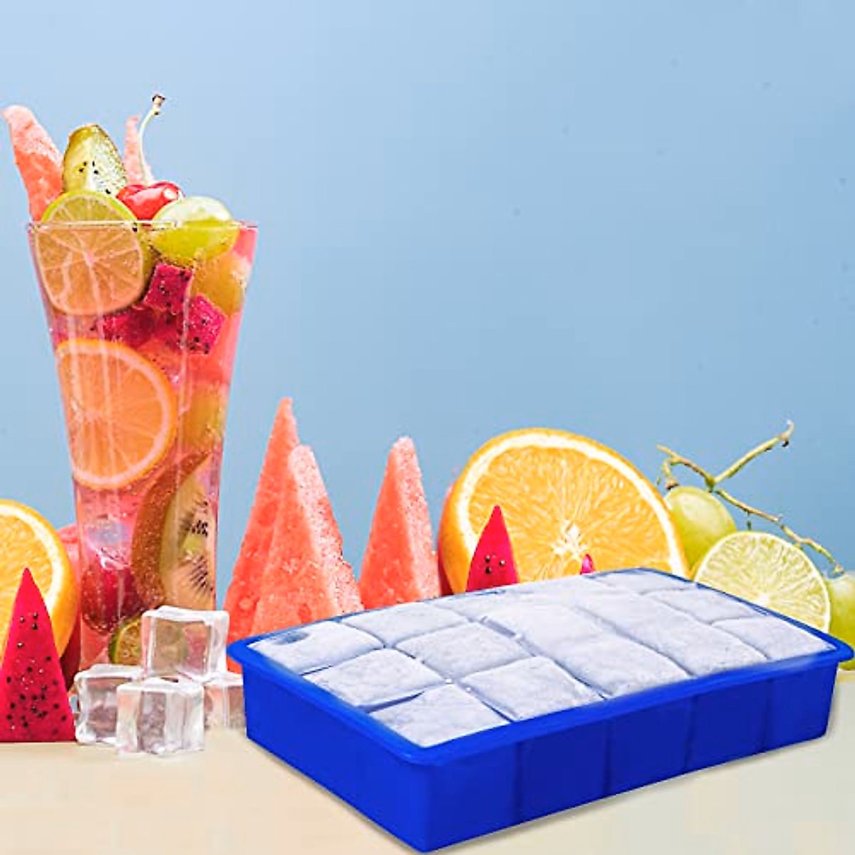 Ozera 2 Pack Silicone Ice Cube Tray, Ice Cube Trays for Freezer, Easy Release Silicone Ice Cube Molds for Whiskey, Cocktail, Chocolate