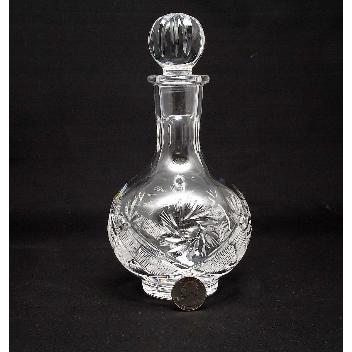 Vodka Set Russian Cut Crystal 12 Oz Carafe Decanter & 6 Crystal Shot Glasses 35 Ml 1.2 Oz