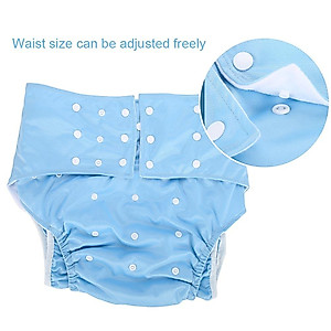ZJchao Adult Cloth Diaper, Reusable Adult Diaper Washable Adult Pocket Nappy Cover Adjustable Diaper Cloth Breathable Leakproof Incontinence Diaper Pants for Men or Women (Sky Blue)