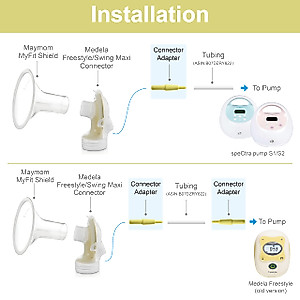 BabyShown Flange Adapter Connector Adapter Spectra for S1/S2 Pump and Medela Freestyle Pump to Compatible with Medela Swing Maxi Connector and Freestyle Connector, 2pc