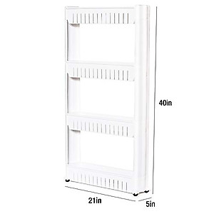 Imperial 4 Tier Plastic Utility Cart with Wheels, Rolling Storage, Bathroom, Kitchen, Laundry, Office, Classroom Supplies Organizer, Bar Cart for Dining or Living Room, Movable & Convenient