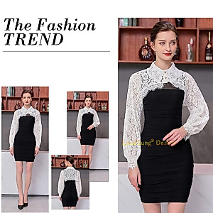 LoudSung Detachable Sleeves Wedding Dresses Crop Top Fake Collar Half Shirt Blouse Lace Elegant for Women Girls