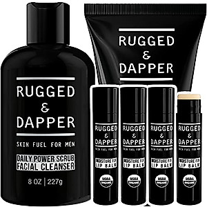 RUGGED & DAPPER - Hydration Remedy Lip Balm, Age Defense Face Moisturizer and Daily Power Scrub Facial Cleanser