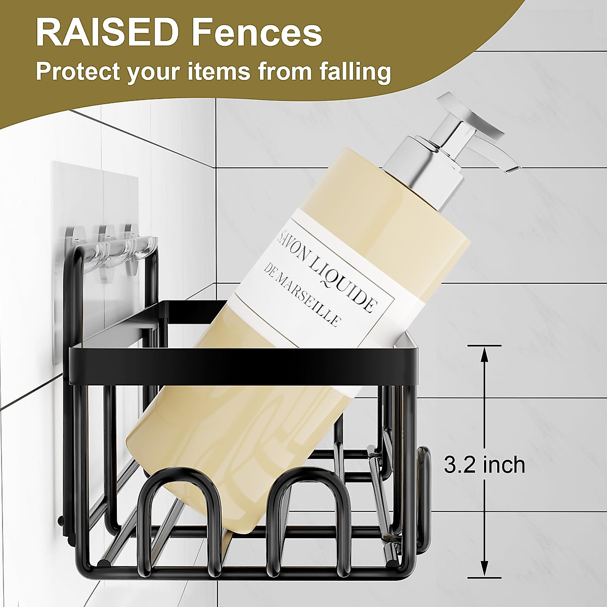 IKOLYS Shower Caddy 2 Packs, Bathroom Shower Organizer Adhesive Shower Basket, Rustproof Stainless Steel Bathroom Shower Storage and Home Decor, Shower Shelf for Bathroom and Kitchen - Black