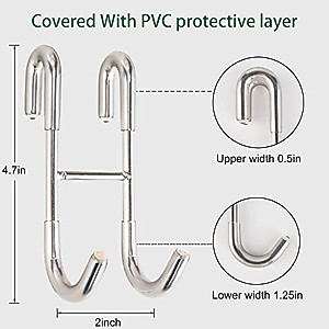 Mros 2 Pack Over Shower Glass Door Hooks,304 Stainless Steel Rack Hooks,Towel Hooks for Bathroom Frameless Glass Shower Door,Kitchen and Wardrobe Hanger,Shower Squeegee Hooks (Silver)