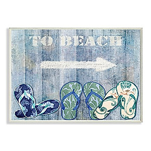 Stupell Home Décor To Beach With Sandals Rectangle Wall Plaque, 10 x 0.5 x 15, Proudly Made in USA