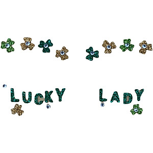 Saint Patricks Day Sets Face Jewels Face Gems Stick On Glitter Face Rhinestones for Makeup with over 130 Face Stickers Jewels Temporary Tattoos Kit for Rave Party Henna Green