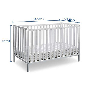 Delta Children Heartland 4-in-1 Convertible Crib Infant Changing Table with Pad + Serta Perfect Start Crib Mattress, Bianca White