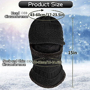 Balaclava Face Mask - 2pcs Knit Winter Hats for Women Men Adult, Cold Weather Ski Beanie Neck Gaiter Ears Cover for Outdoors Running Snowboarding, Thermal Ninja Caps Grey Black