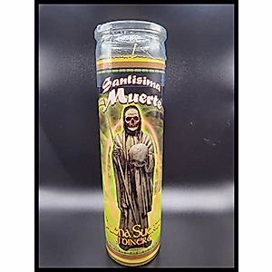 Holy Death 7 Day Yellow Candle -veladoras para la Santa Muerte , Santa Muerte Veladora-Santisima Muerte-7 Day Candle- devotional Candle- Yellow Candle- Good Luck and Financial Prosperity