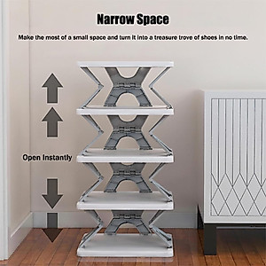 SAYONAKUAJ Foldable Shoe Rack, Collapsible Shoe Rack, 6-Tier Folding Shoe Rack, Shoe Organizer, Collapsible Shoe Storage, Shoe Tower, Corner Shoe Rack, Vertical Shoe Rack (6-TIER GRAY 1Pcs)