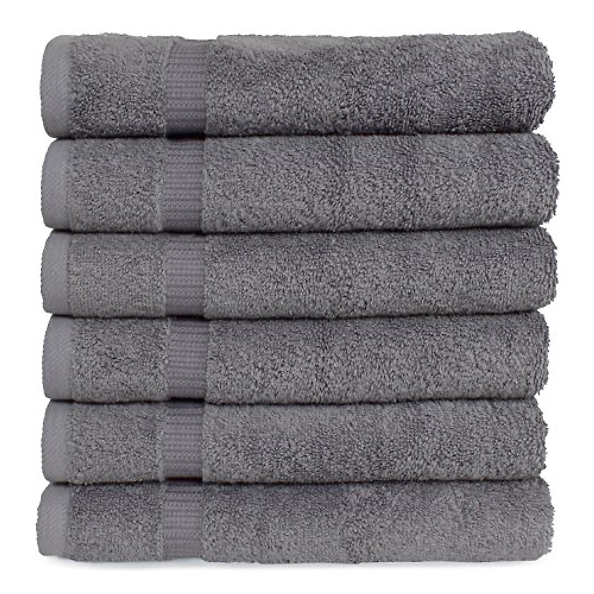 SALBAKOS Genuine Premium Organic Turkish Cotton Hotel and Spa Hand Towels, 700 GSM, 16”x30”, Gray (Hand Towels - Qty 6, Gray)