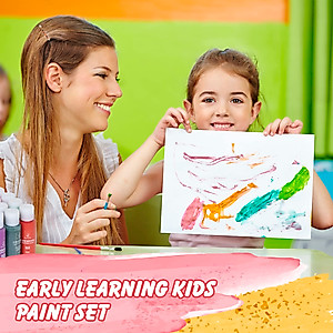 Kids Tempera Paint Set | Value Pack Includes 40 Washable Non-Toxic Colorful Paints (2oz bottles) & 15 Brushes | Metallic, Neon, Glow In The Dark, Glitter Paints | Paint For Arts & Crafts, Fun Projects