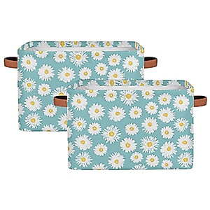 AUUXVA Little Daisy Storage Baskets Cube Storage Boxes Bins Collapsible Laundry Baskets for Nursery Shelf Bedroom Bathroom Toy Organizer 1PC
