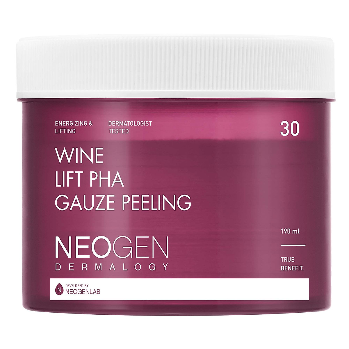 DERMALOGY by NEOGENLAB Wine Lift PHA Gauze Peeling Pads (30 pads) - Exfoliating & Revitalizing & Firming Peeling Pad with AHA, BHA, PHA, LHA & Wine & Peptide & Collagen - Korean Skin Care