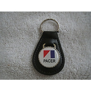1975 1976 1977 1978 1979 AMC PACER EMBLEM LEATHER KEYCHAIN - BLACK