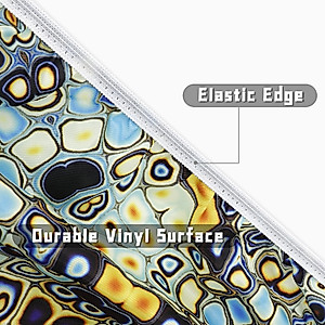 Round Fitted Tablecloth with Elastic Round Outdoor Tablecloths Fitted Table Covers for Round Tables Waterproof Reusable Vinyl Table Cloth for Indoor and Outdoor (Teal, S-(36''-44''))