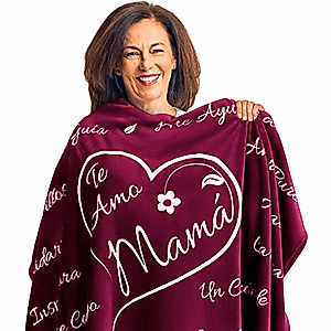 Regalos para Mama, Blanket for Mom Gifts, Mom Birthday Gifts from Daughter, I Love You Mother Daughter Gift Ideas, Present for Mom Blanket, Best Mother in Law, Throw Blanket 65" × 50" (Merlot Red)