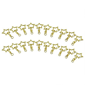 JCBIZ 20pcs Gold Star Design Spring Snap Keychain Clip Metal DIY Key Chains Accessories Creative Pentagram Hanging Buckle