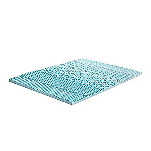 ZINUS 1 Inch Green Tea Cooling Gel Memory Foam Zoned Support Mattress Topper, Twin, Blue