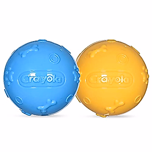 Crayola for Pets 2pk Balls in Pup-Visible Colors Dogs See Best, Embossed Texture for Easy Grip Fetch and Chew, TPR, Rubber Chew Toys for Dogs, Yellow + Blue Tennis Ball Style Dog Toys