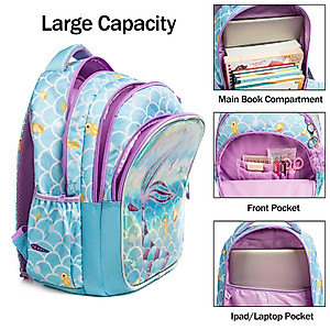 MOHCO Kids Backpack 17inch with Lunch Bag and Pencil Case Lightweight School Backpack for Teens, Girls, Boys, Elementary and Middle school