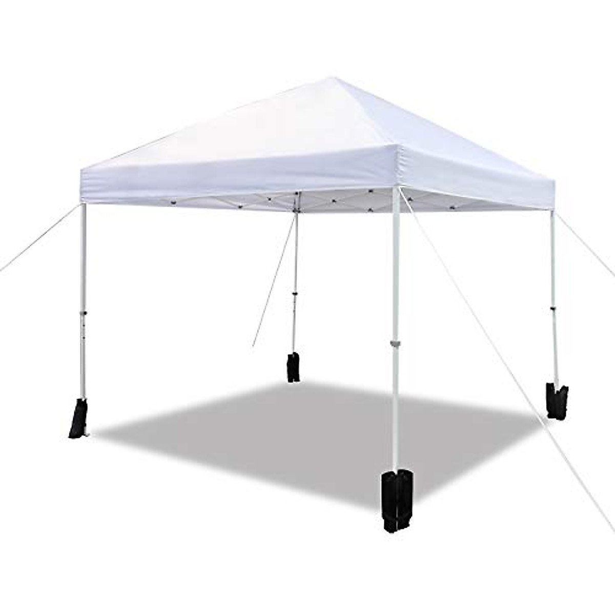 Amazon Basics Outdoor Pop Up Canopy with Wheeled Carry Bag, 10x10 ft, 8 Pegs and 4 Ropes, 4 Weighted Bags, White