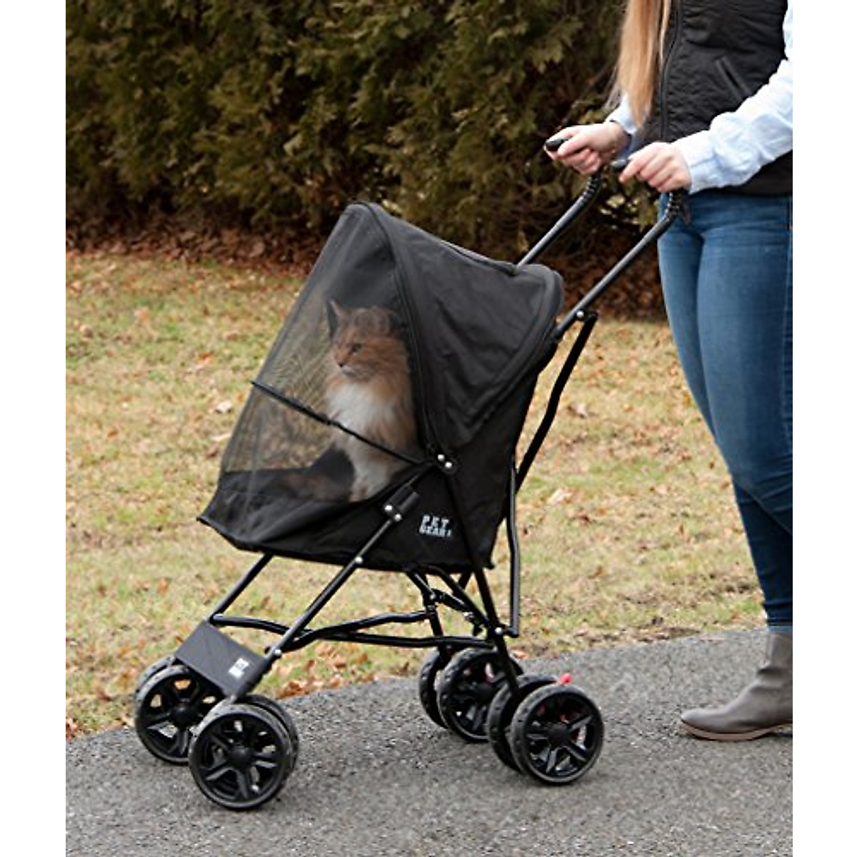 Pet Gear Travel Lite Plus Stroller, Compact, Easy Fold, No Assembly Required, Large Wheels for Cats and Dogs up to 15 pounds, 3 Colors