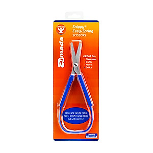 Hygloss Products Snippy Easy Spring Loop Scissors Flexible Handles, Stainless Steel Blades-Good for Special Needs and Fine Motor Skills-for Kids’ Arts & Crafts-7.75 Inches-Blue-1 Pair